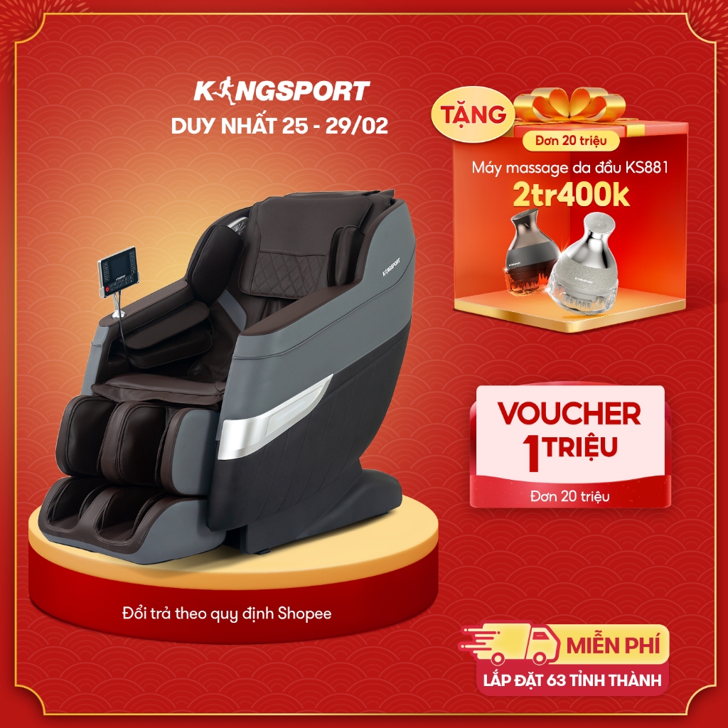 Ghế massage toàn thân KingSport G92 chế độ không trọng lực, nhiệt hông ngoại vùng lưng và chân ...