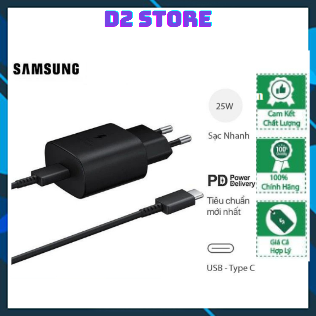 Bộ Sạc Nhanh Type C PD 25W Samsung , Sạc nhanh chính hãng ,Bảo hành 6Th -D2 Store | Shopee Việt Nam
