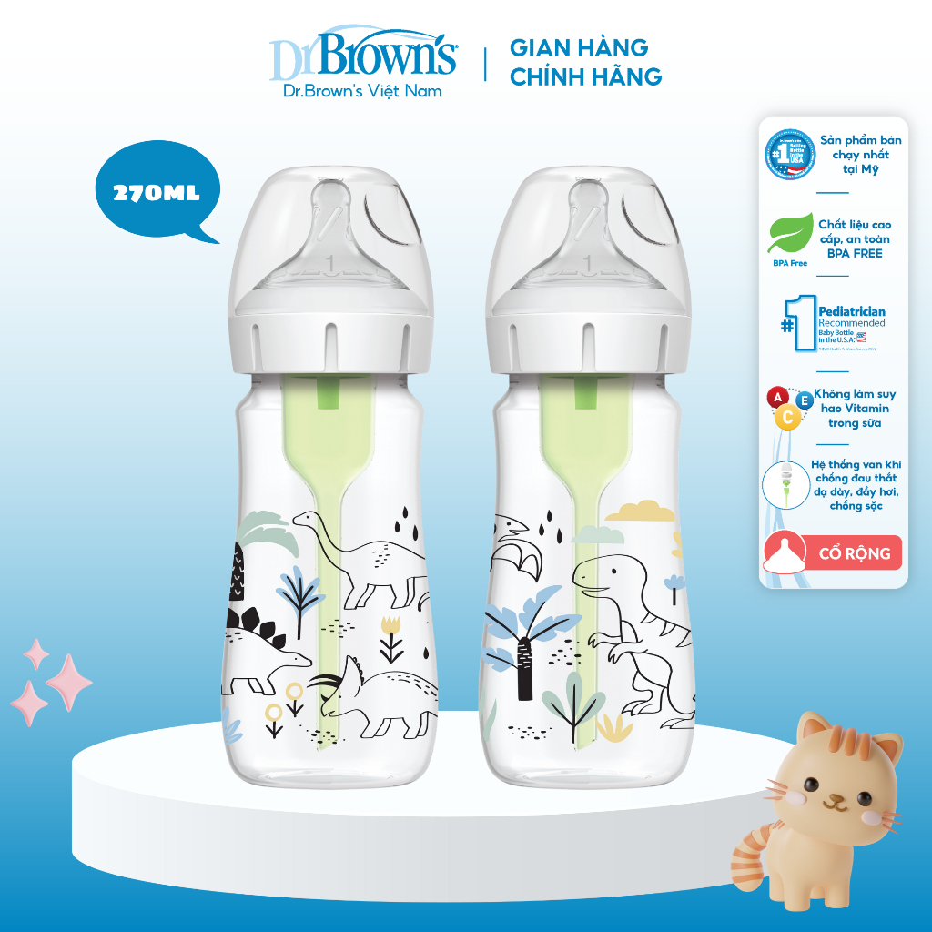 Bình sữa Dr.Brown’ cổ rộng Deco 150ml và 270ml nhựa PP Options Plus | Shopee Việt Nam
