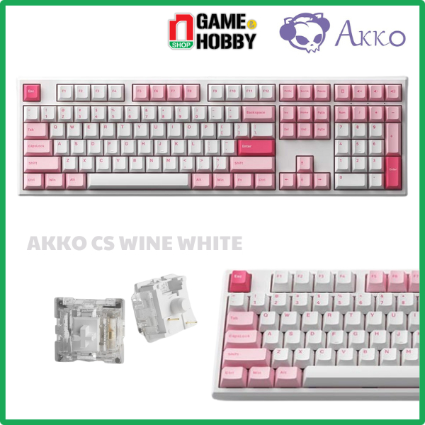 BÀN PHÍM CƠ MONSGEEK MG108 PRUNUS LANNESIANA - WHITE LED / AKKO CS SWITCH WINE WHITE / PBT ...