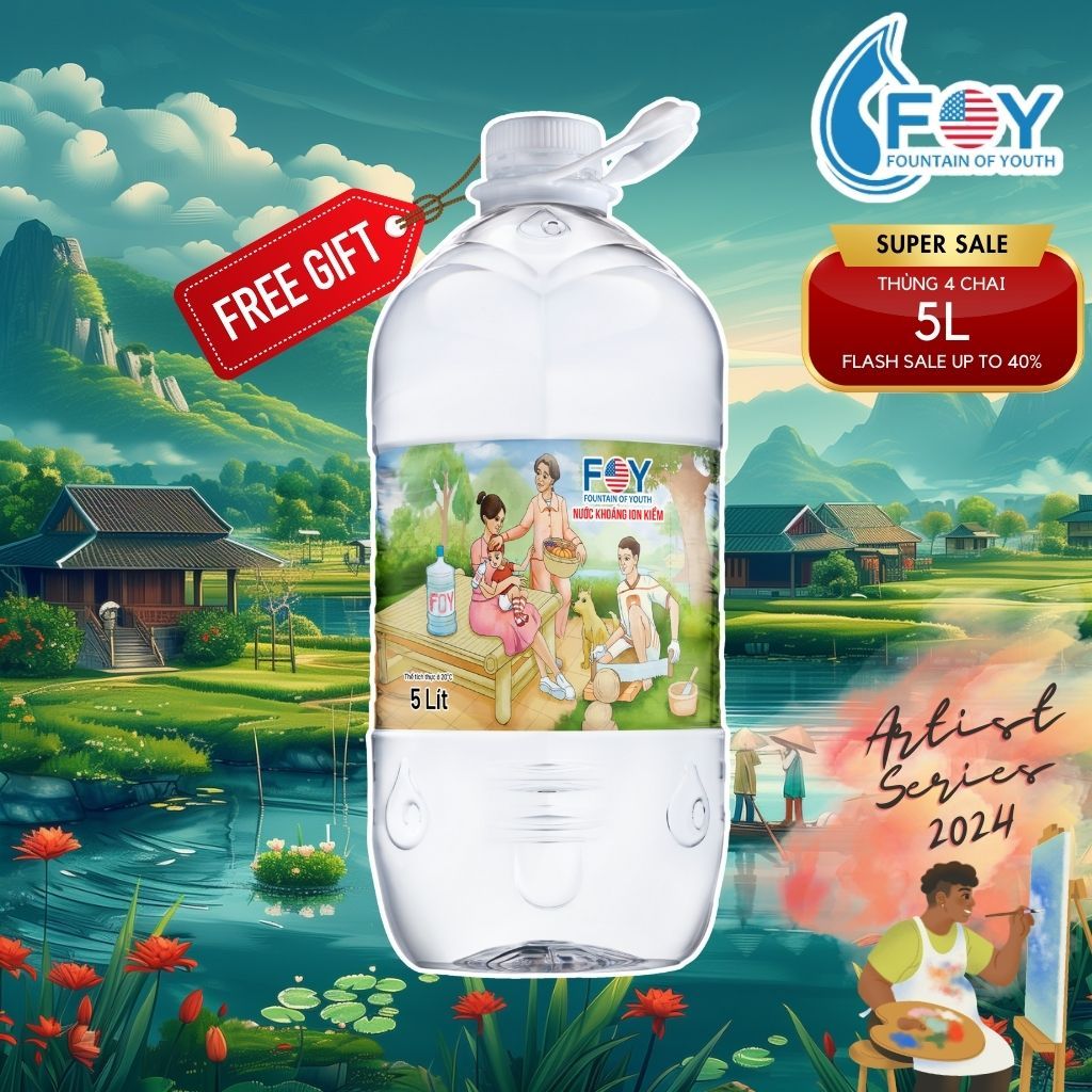 [QUÀ TẶNG] Thùng 4 Chai Nước kiềm FOY Artist Series 2024 loại 5L ...