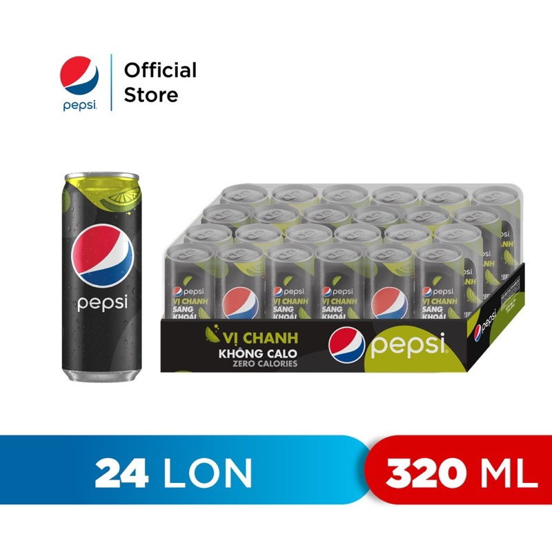 Thùng 24 Lon Nước Uống Có Gaz Pepsi Không Calo (320ml/lon) | Shopee Việt Nam