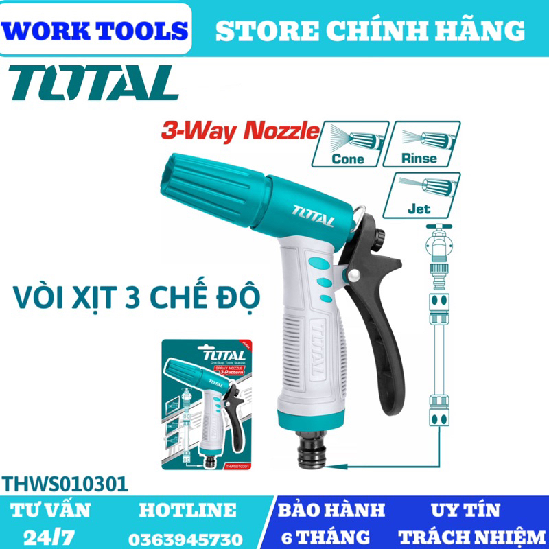 TOTAL Vòi xịt nước 3 chế độ THWS010301 | Shopee Việt Nam
