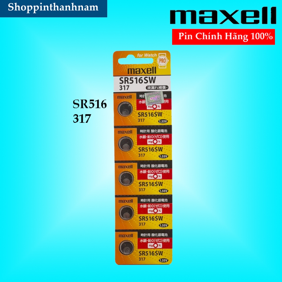 Vỉ 5 Viên Pin Maxell SR516 / SR516SW / 317 Made in Japan Chính Hãng ...