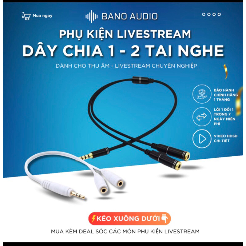 Jack chia tai nghe từ cổng 3,5 thành 2 cổng 3.5 loại xịn dài 40p ...
