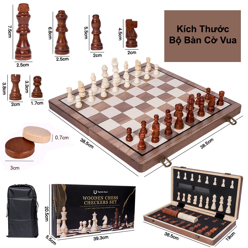 Bộ Cờ Vua. Cờ Vua Nam Châm 2 in 1 (Cờ Vua + Cờ Đam). Kích thước 39 * 39cm | Shopee Việt Nam