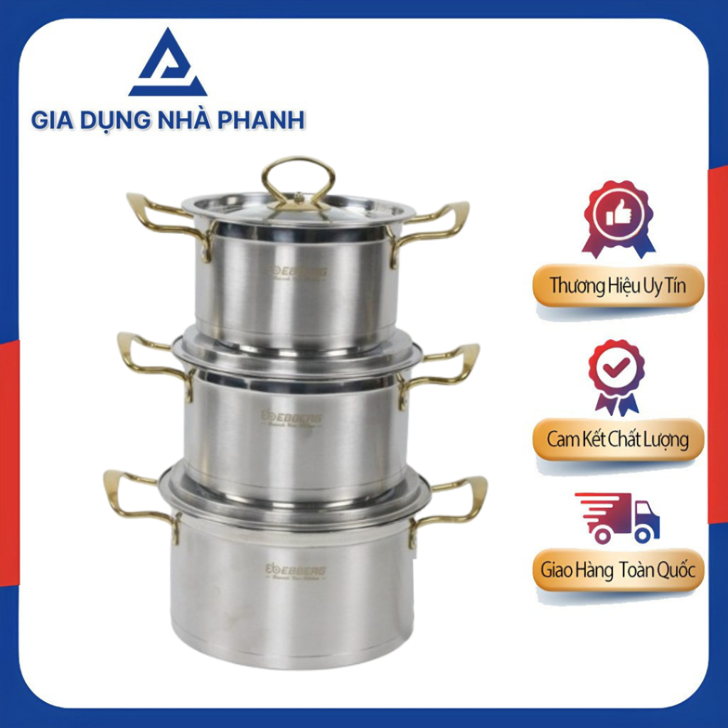 Bộ Nồi Inox Cao Cấp 3 Đáy Ebberg Eb-8003 Bắt Nhiệt Nhanh,Đáy 5 Lớp Tỏa ...