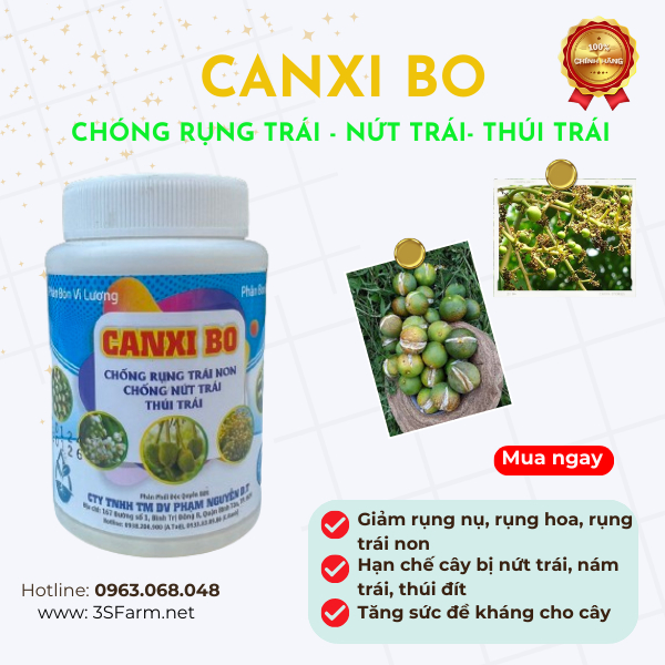 Phân bón lá Canxi Bo chống rụng trái non, nứt trái, thối trái hũ 100g ...