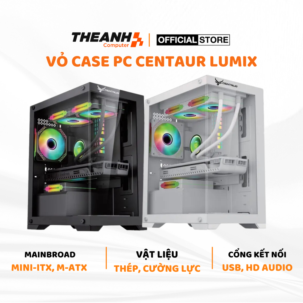 [ Chính Hãng ] Vỏ Case PC Centaur Lumix 2 Mặt Kính Cường Lực Màu Đen ...