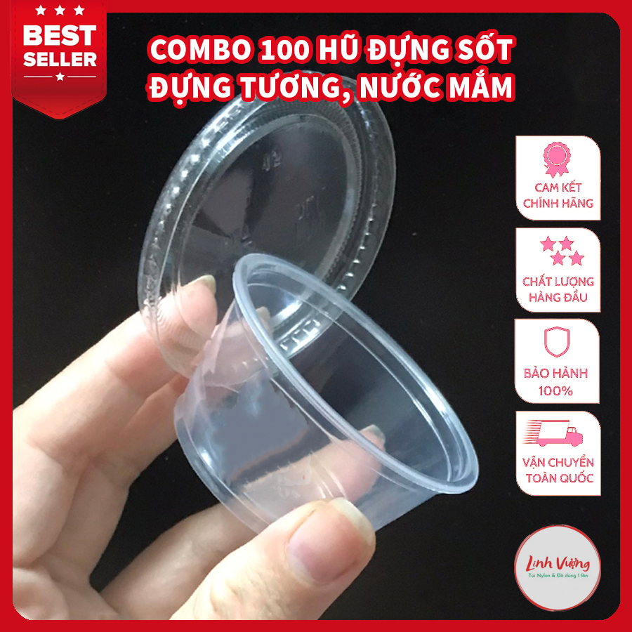 [TIỆN DỤNG] 100 Hộp nhựa đựng sốt nước chấm 60ml hũ sốt, nước tương kèm nắp | Shopee Việt Nam