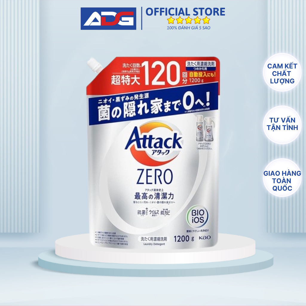 Nước Giặt Cao cấp Siêu Cô Đặc Siêu Sạch Kháng Khuẩn KAO Attack Zero (Túi 1200ml) - Kho Sỉ Hàng ...
