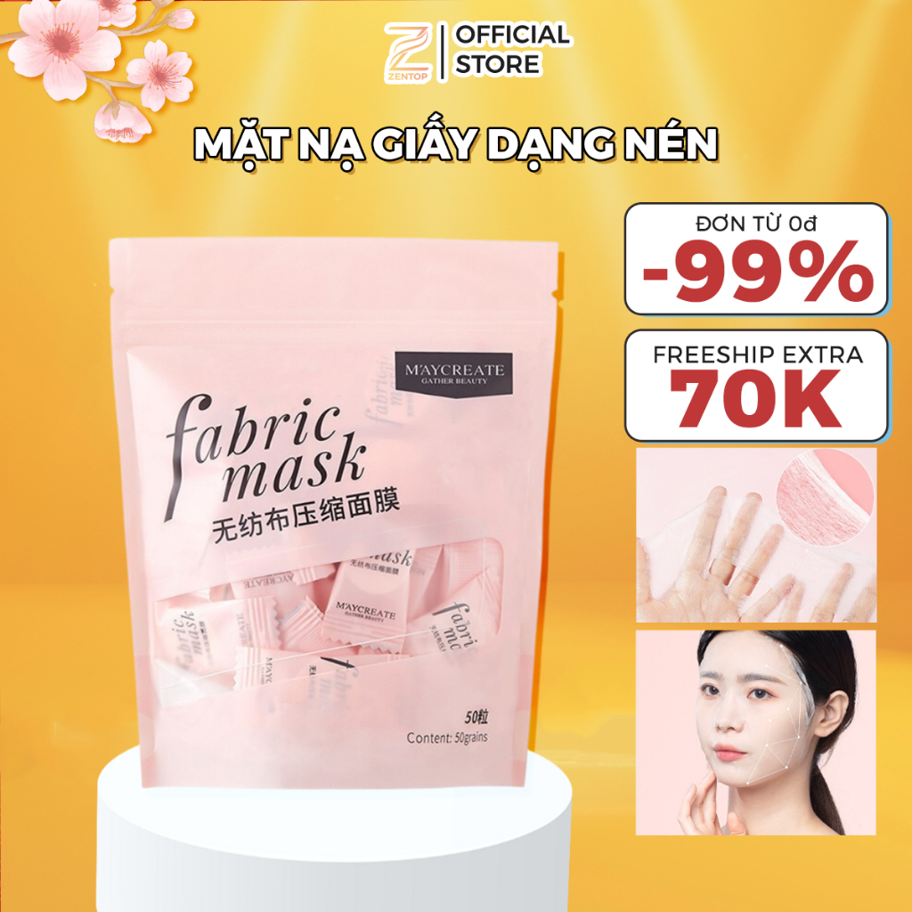 Mặt nạ giấy dạng nén hộp 50 cái nhỏ gọi tiện lợi cấp ẩm cho da dễ dàng ...