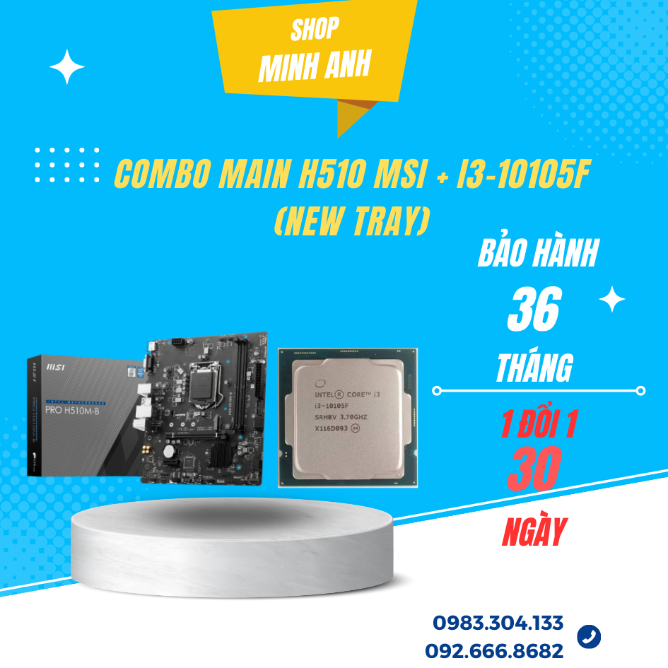 Combo Main H510M-B MSI + CPU I3-10105F (New Tray) BH 36T | Shopee Việt Nam