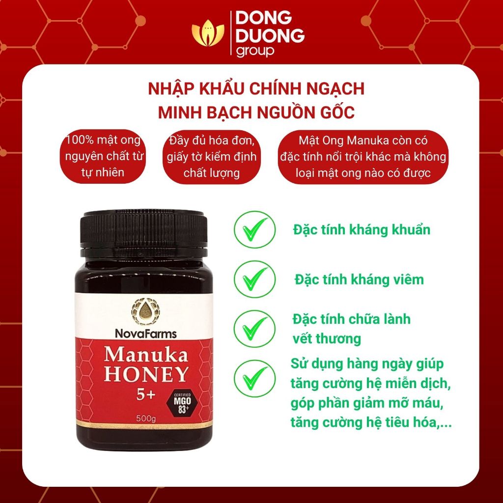 Mật Ong Manuka NPA 5+ MGO 83+ 500GR Chiết Xuất Từ Thiên Nhiên Nhập Khẩu Từ Úc NOVAFARMS | Shopee ...