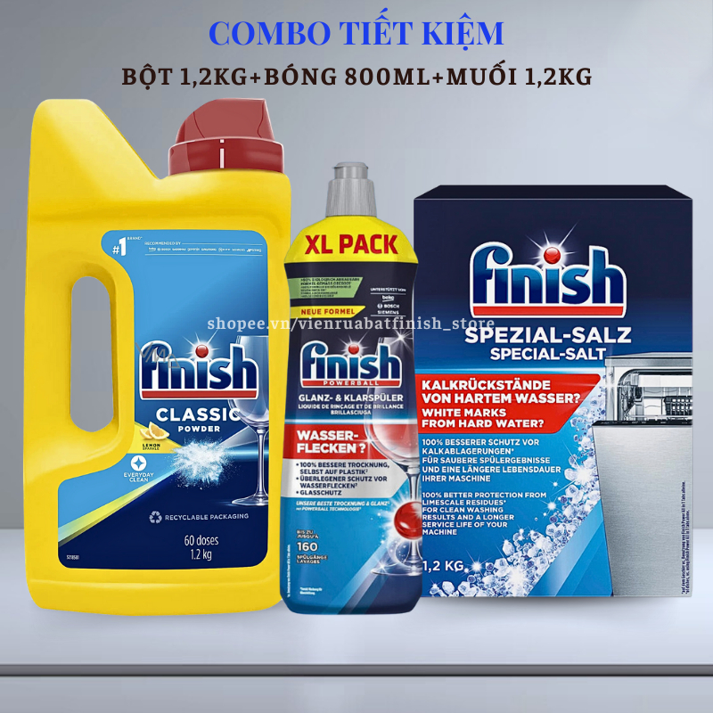 Combo Bột rửa bát Finish Classic Hương Chanh 1,2kg + muối Finish 1,2kg ...