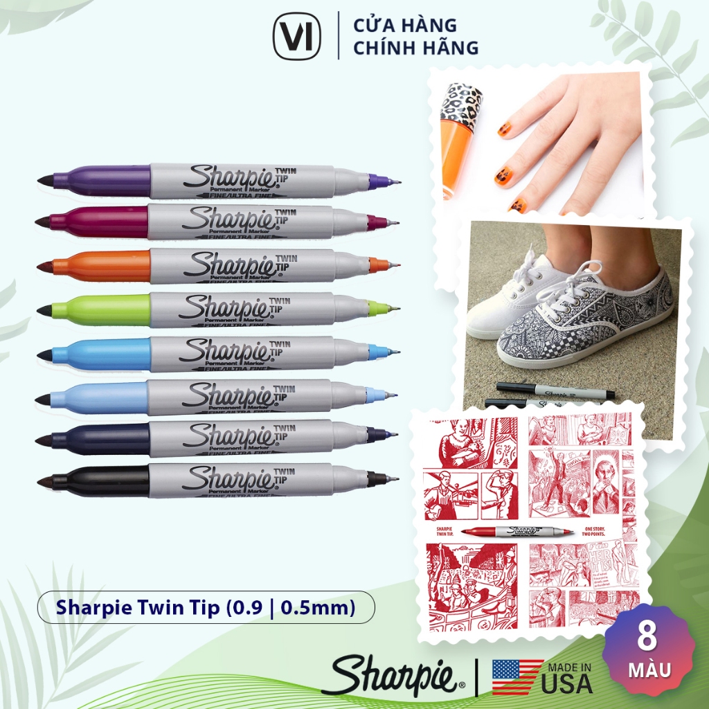 Bút lông dầu hai ngòi vẽ đa chất liệu Sharpie Twin Tip (Ultra | Fine ...
