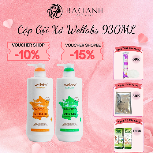 Dầu Cặp Gội Xả WELLABS COLLAGEN & BIOTIN 930ml,Ngăn Gàu Kích Thích Mọc ...