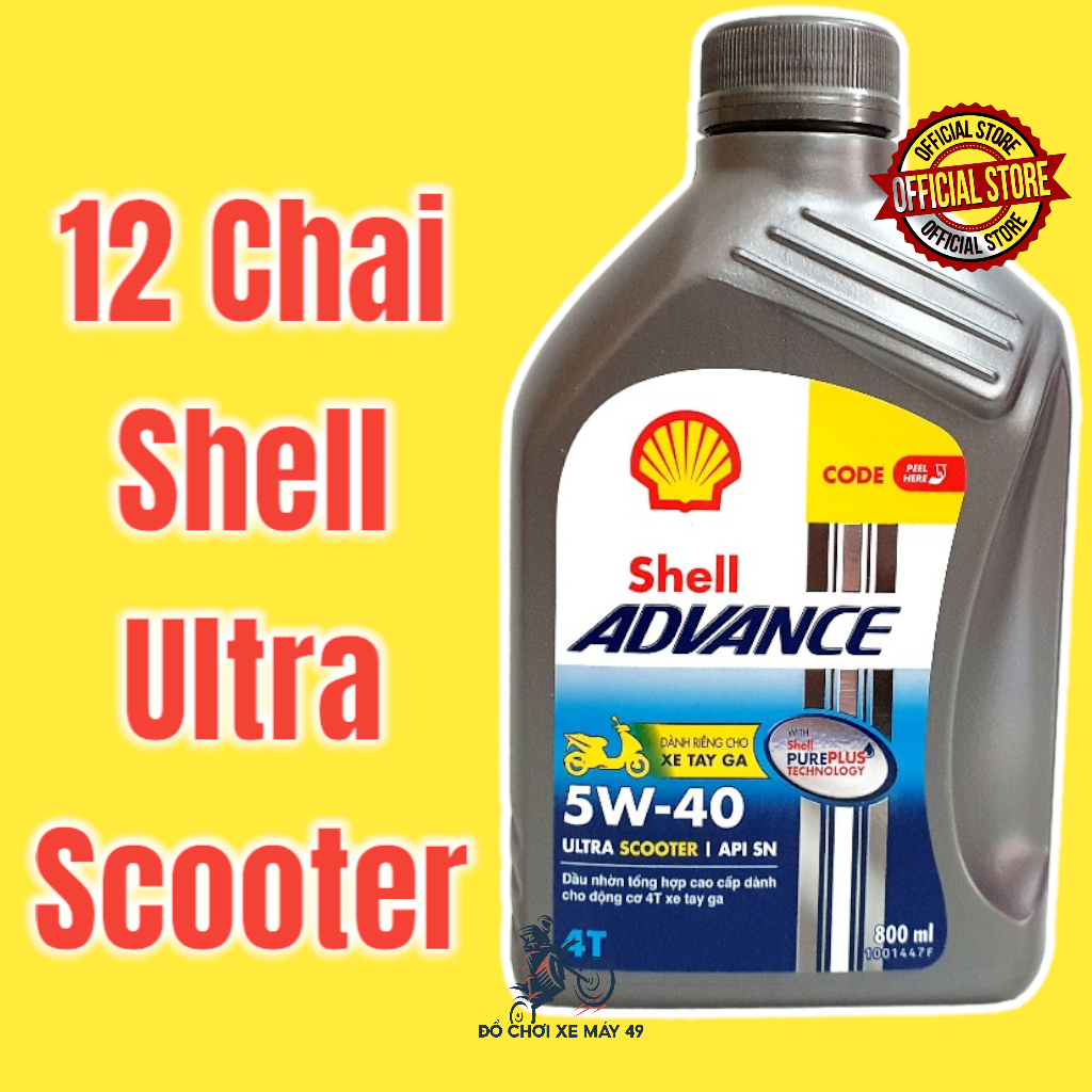 Giá Sỉ 1 Thùng 12 Chai Shell Advance Ultra Scooter 0.8 lít Xe Tay Ga ...