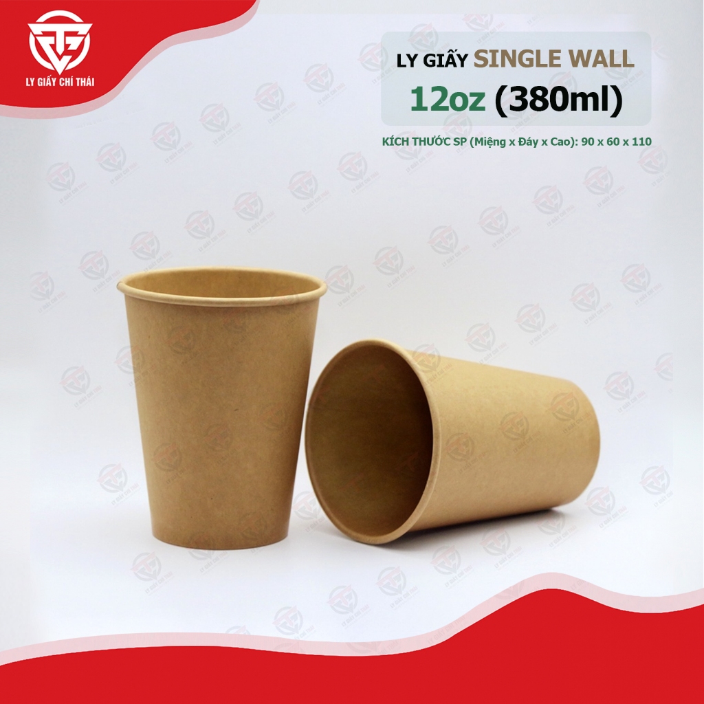 SET 50c Ly Cốc Giấy Kraft Siêu Dày 300gsm CAO CẤP 260ml, 360ml, 480ml, 650ml cho cafe nóng ...