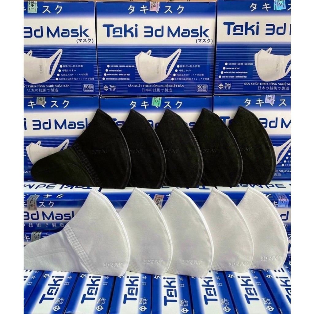 Thùng 250c (5 Hộp) Khẩu trang 3D Taki Mask màu Đen và Trắng công nghệ ...