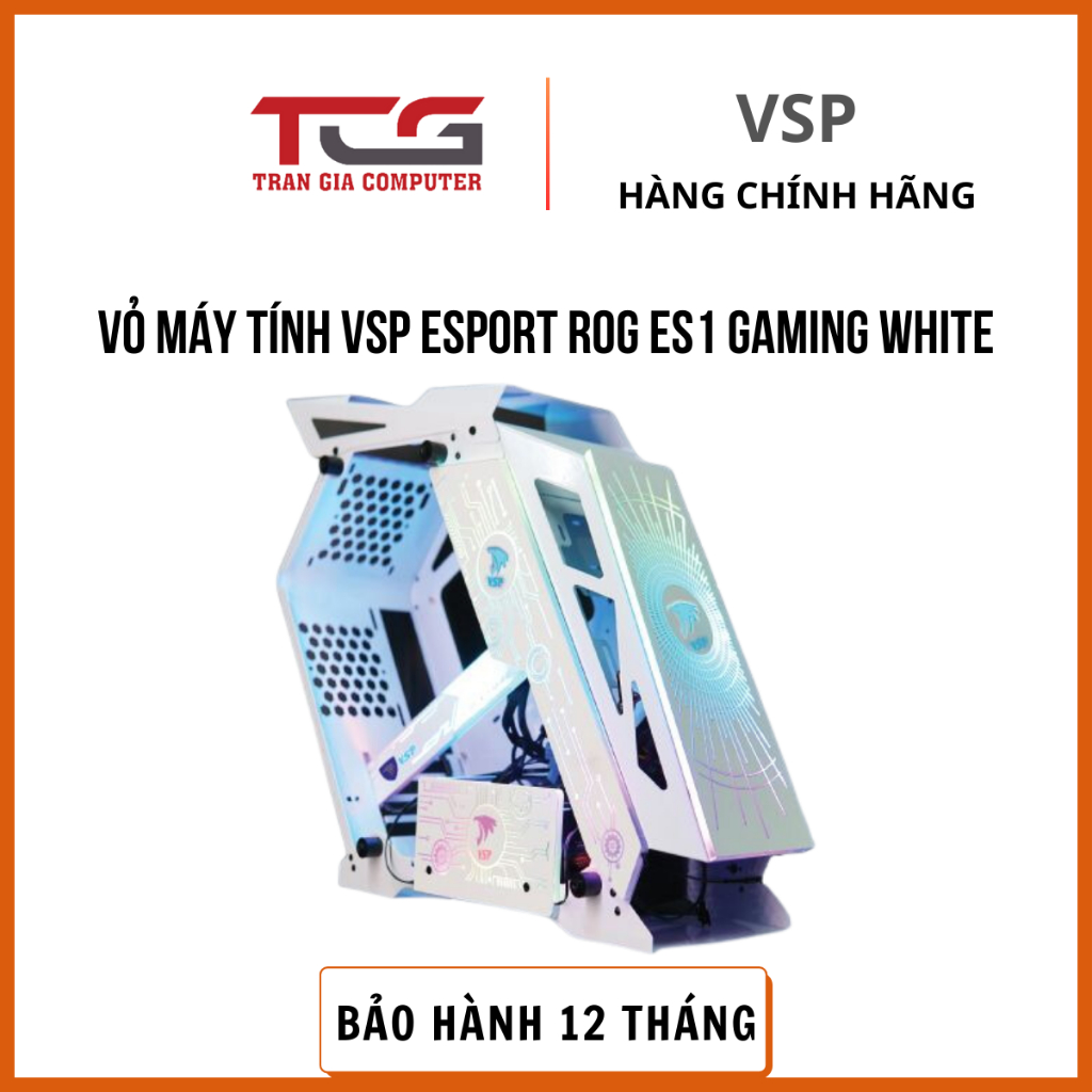 Vỏ Case Máy Tính VSP ESPORT ROG ES1 Gaming White (ATX/ M-ATX/ ITX/ Thép/ Kính Cường Lực) Bảo ...
