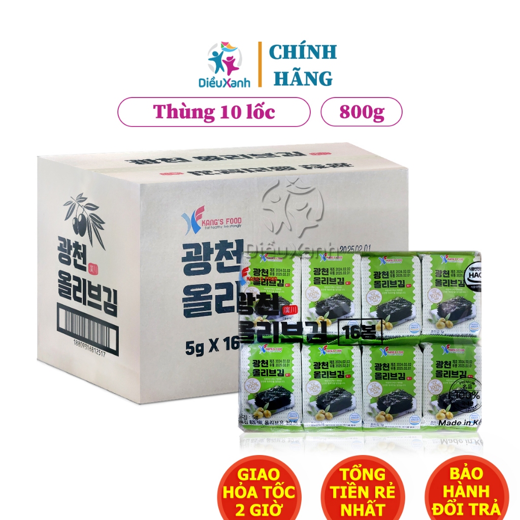 [Thùng 10 Lốc] Rong Biển Tẩm Olive Kang's Food 16 gói *5g - Rong Biển ...