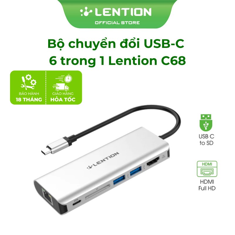 Bộ Chuyển Đổi Đa Năng USB Type-C 6 in 1 Lention C68, 2 USB 3.0, 4K30Hz ...