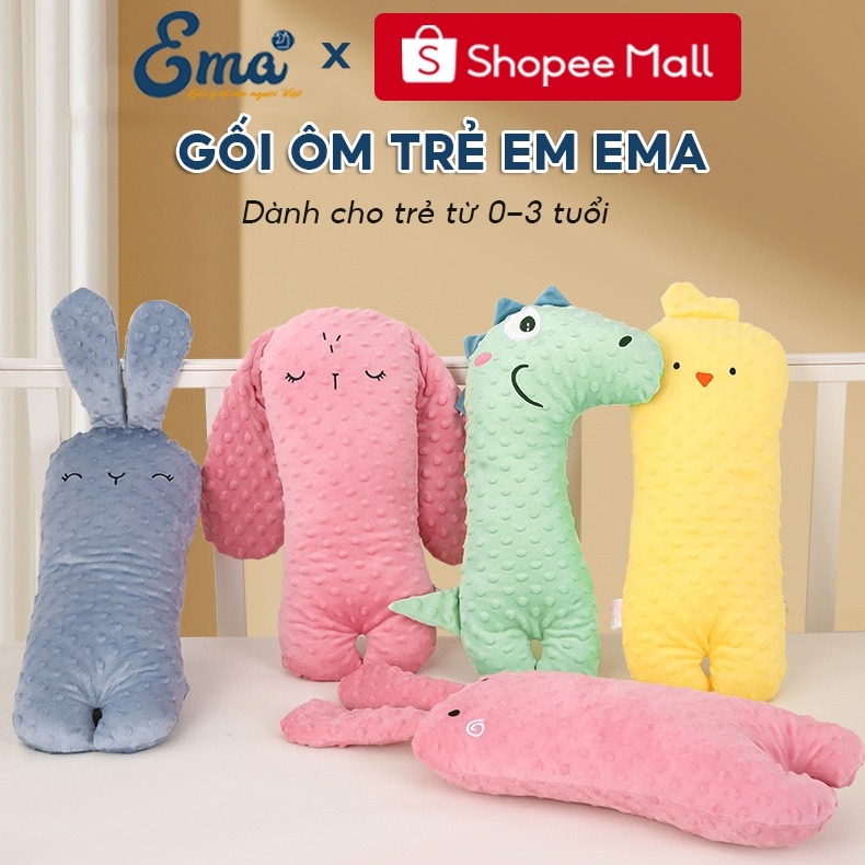 Gối ôm ngủ cho bé EMA - Thiết kế vỏ nhung ruột bông mềm mại, an toàn ...