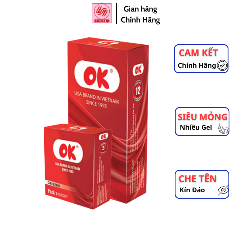 Bao Cao Su OK Original Chính Hãng ( Hộp 12 Cái)siêu mỏng kéo dài thời ...