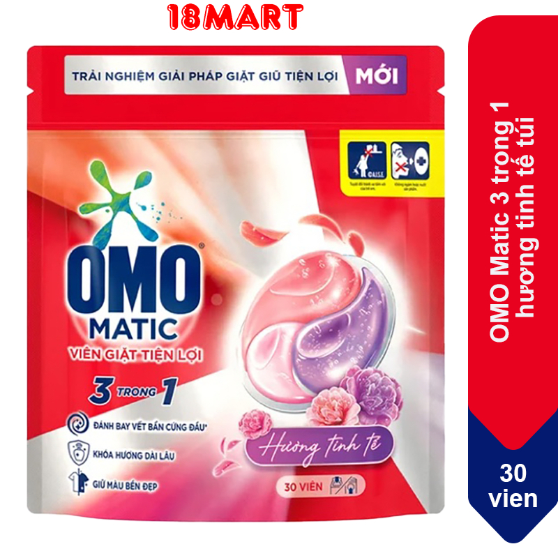 Viên giặt OMO Matic 3 trong 1 hương tinh tế túi 315g (30 viên x 10.5g) | Shopee Việt Nam