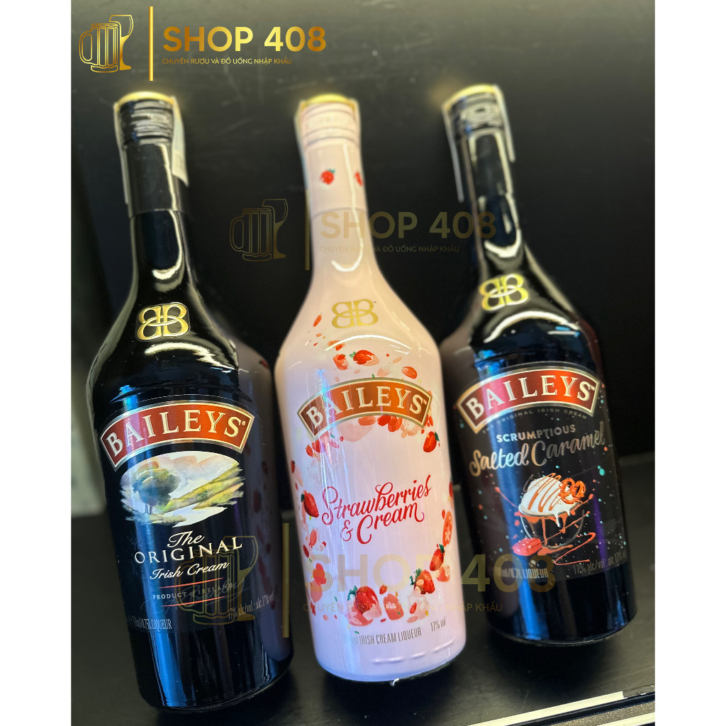 Rượu Baileys 700ml với 3 vị Original (Sữa) - Strawberries and Cream (Dâu) - Salted Caramel ...