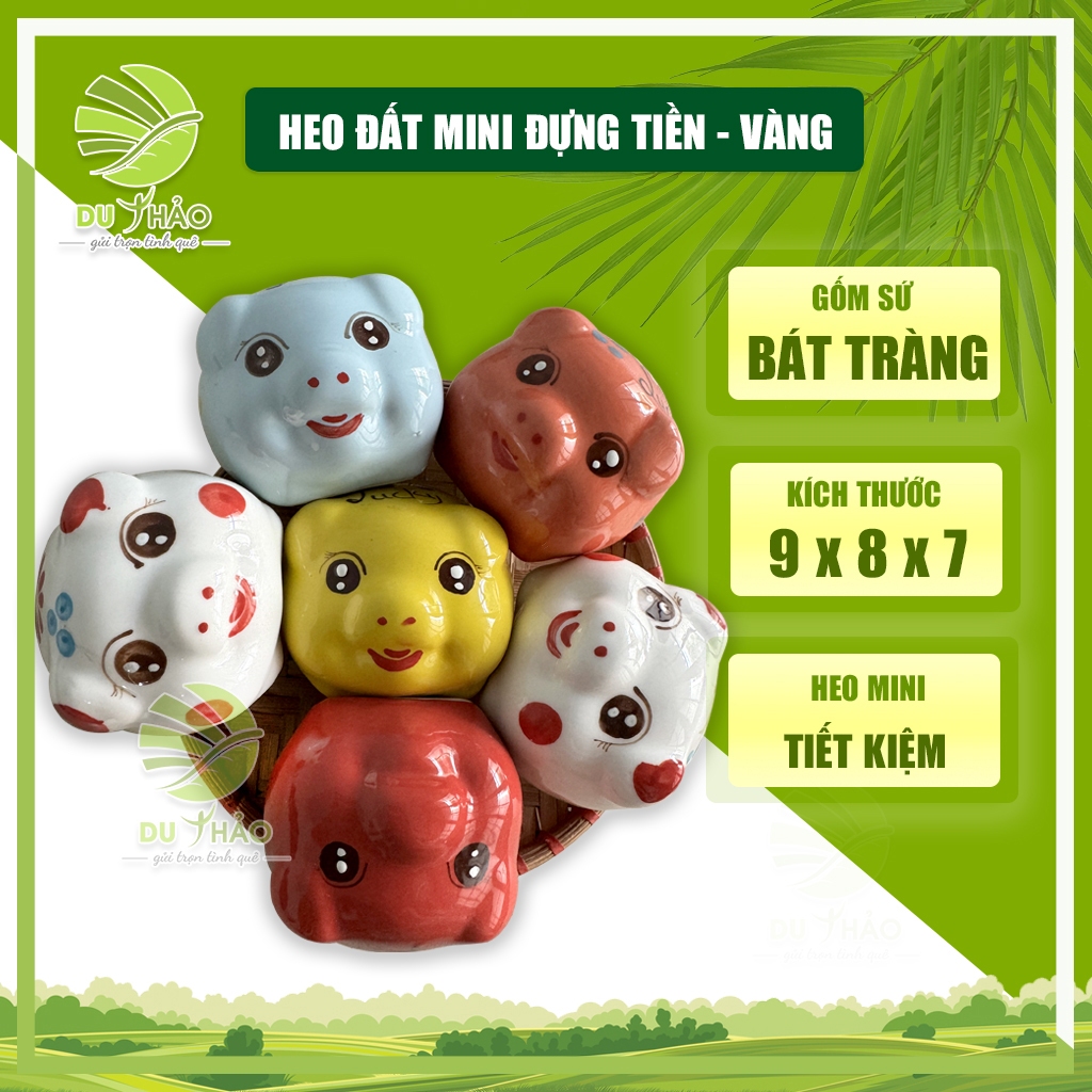 Ống heo tiết kiệm gốm Bát Tràng, heo đất mini trang trí bàn làm việc ...