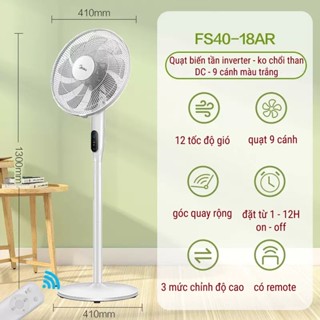 Quạt cây Midea inverter FS40-18AR công suất 35W, quạt đứng Midea vận hành siêu êm với 9 cánh ...