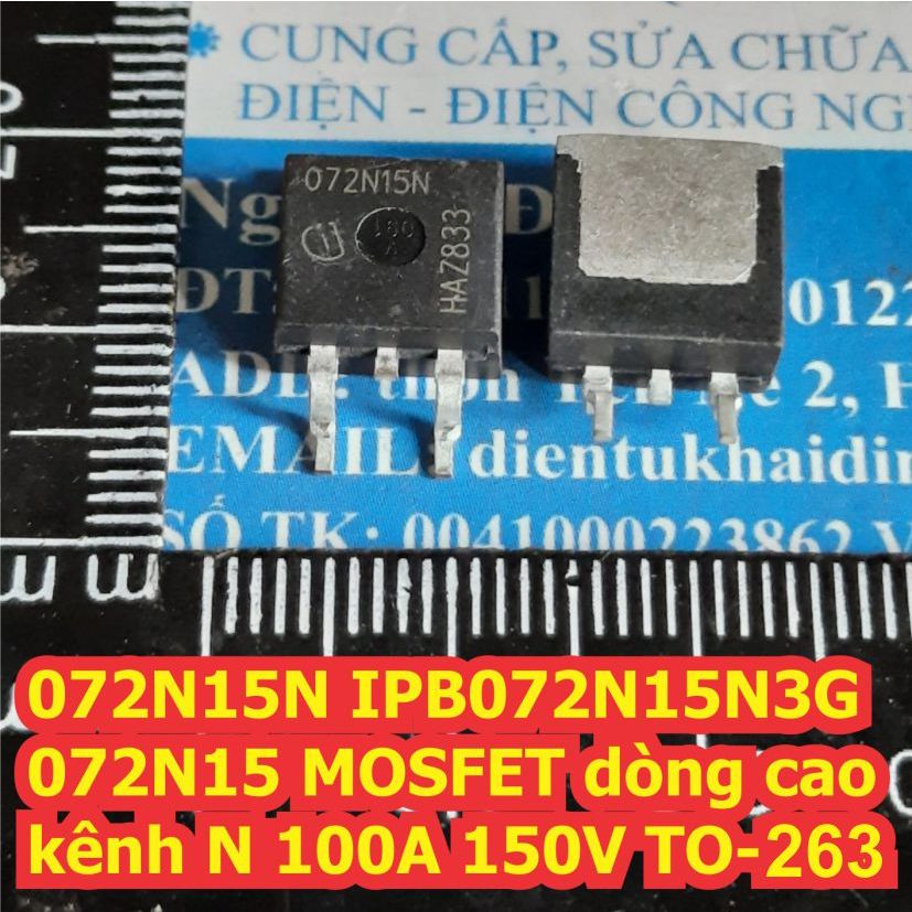 2 con 072N15N IPB072N15N3G 072N15 MOSFET dòng cao kênh N 100A 150V TO-263 kde6896 | Shopee Việt Nam