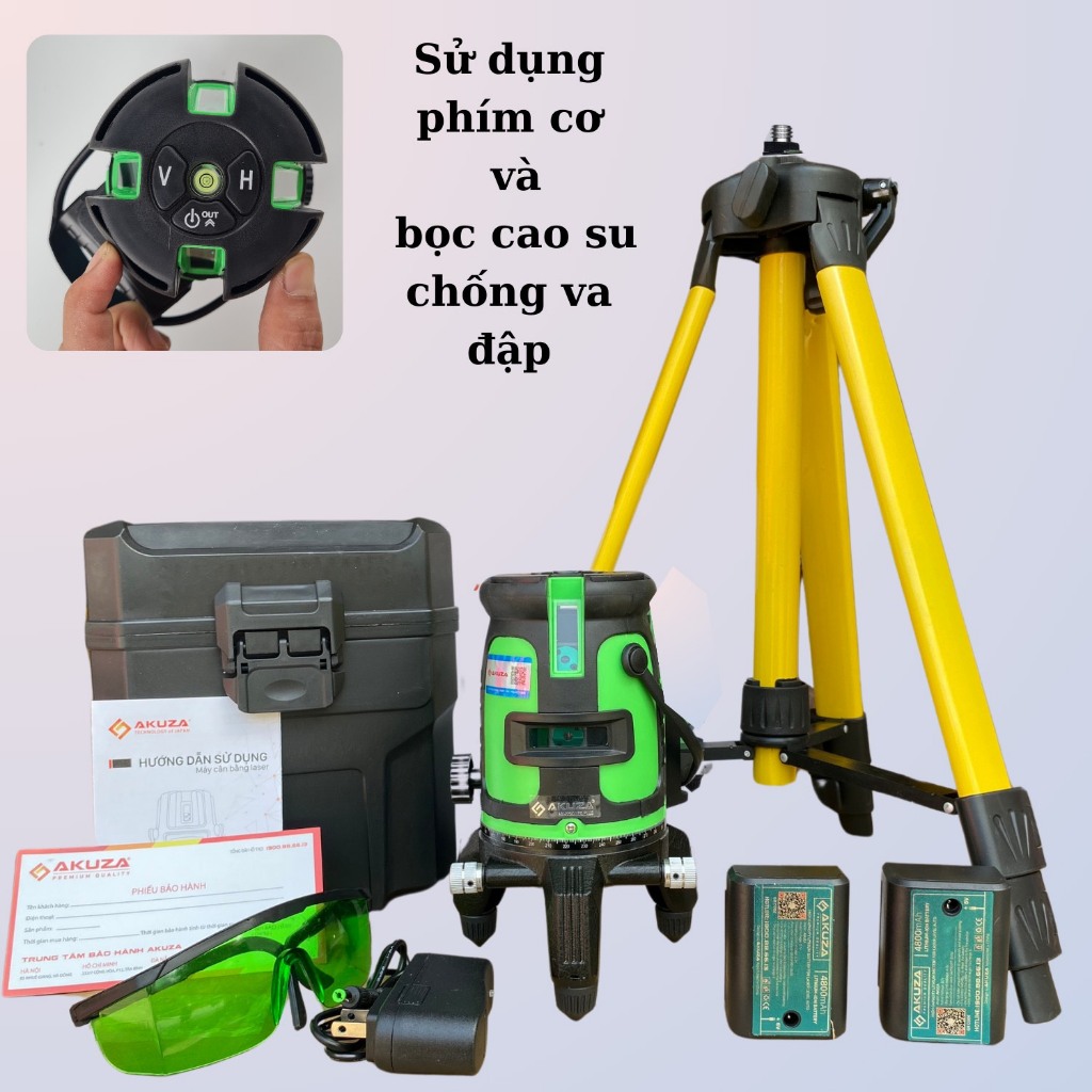 Máy cân bằng laser 5 tia xanh-Mã 225G chính hãng Akuza-Sử dụng phím cơ ...