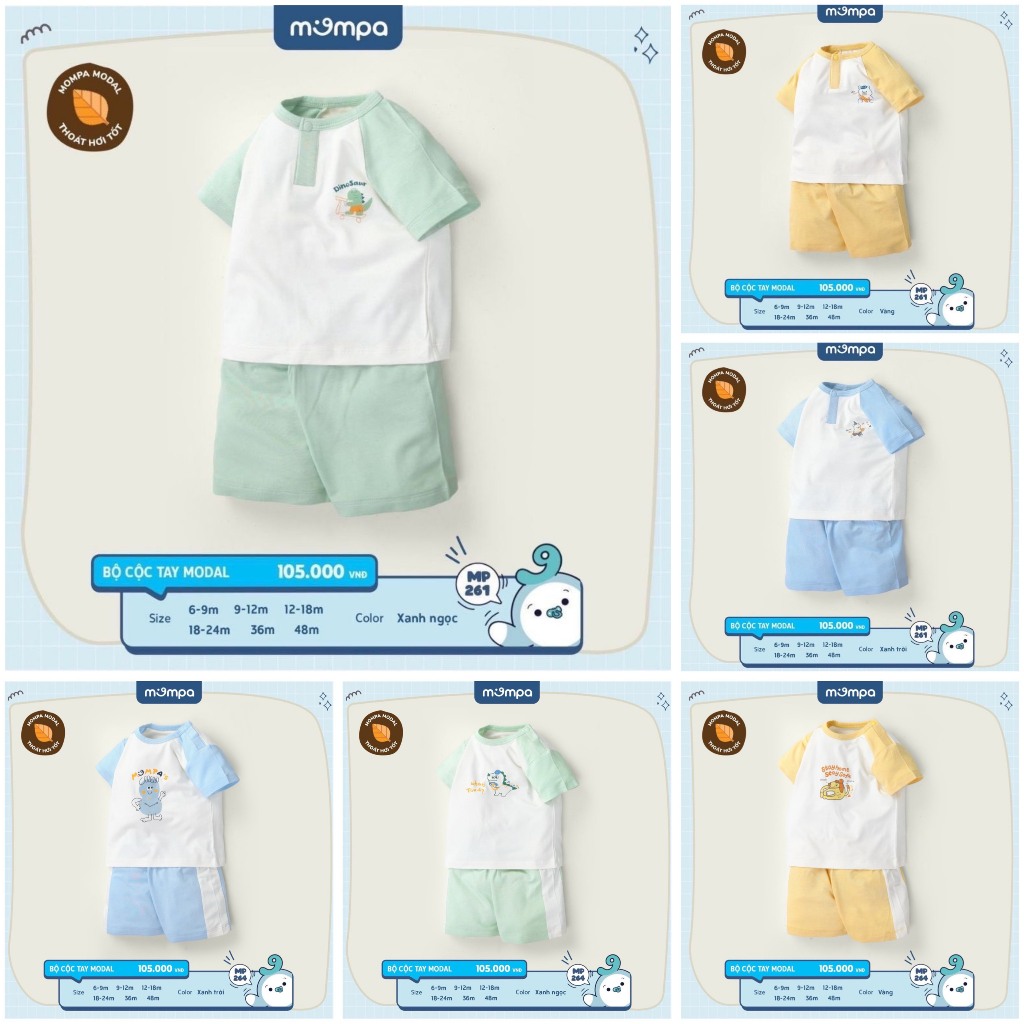 [CHÍNH HÃNG] Bộ cộc tay modal họa tiết trẻ em MP261 Mompa | Shopee Việt Nam