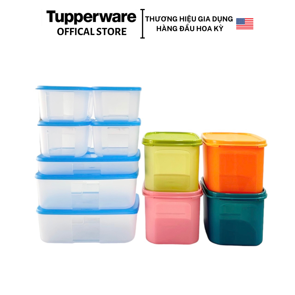 Bộ hộp trữ đông, trữ mát Tupperware Fit Set 7 và Colorful Rectang (11 ...