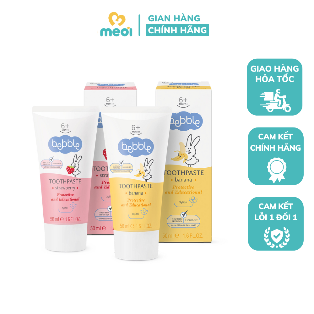 Kem đánh răng Bebble Toothpaste cho bé 6M+ 50ml hương dâu/chuối ...