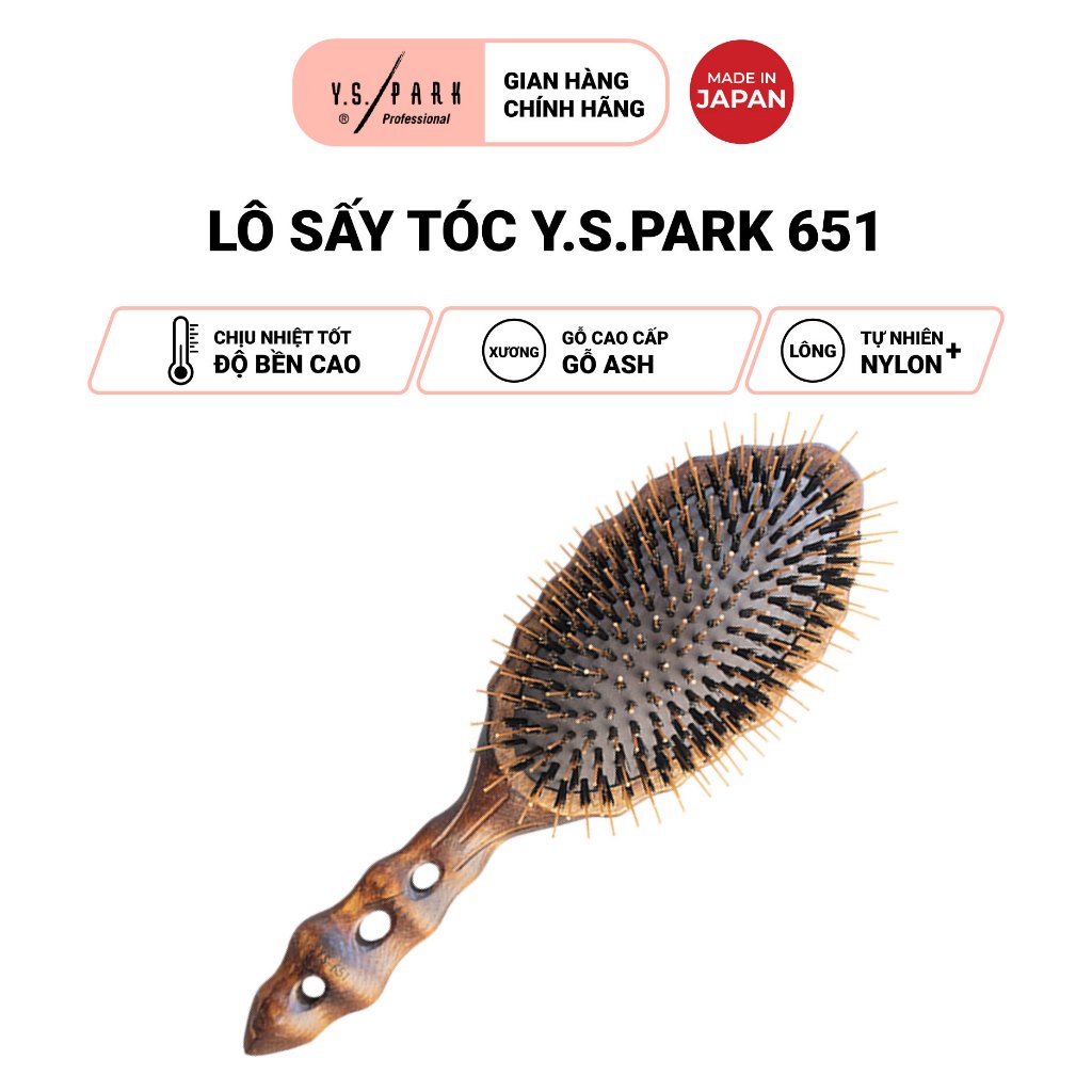 Lô sấy tóc Luster Wood Styler YS-651 Lược phẳng truyền thống chính hãng YS PARK Professional ...