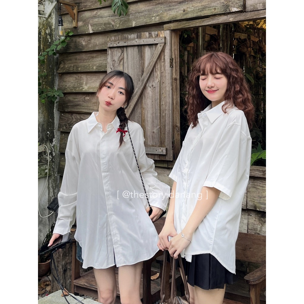 Áo sơ mi nữ trắng tay phồng, giấu nút [STORY MADE] A2138 (ảnh thật) | Shopee Việt Nam