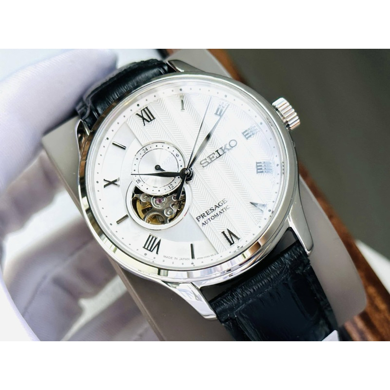 ĐỒNG HỒ NAM CHÍNH HÃNG Seiko SSA379J1 Automatic Presage Open Heart White Dial Sapphire Black ...