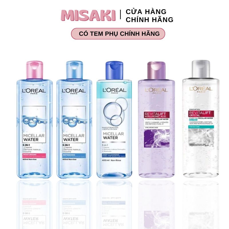 Nước Tẩy Trang L'Oreal Paris 3in1 Micellar Water 95ml - 400ml, Làm Sạch, Dưỡng Ẩm Cho Mọi Loại ...
