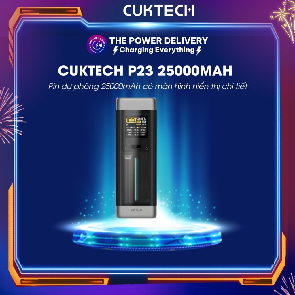 Pin dự phòng P23 CUKTECH P Series 25000mAh 210W màn hình hiển thị chi ...