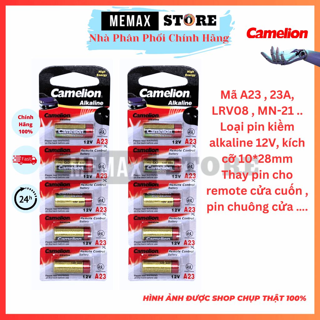 [Vỉ 5 viên] Pin A23 Camelion 12V Cho Khiển Remote Cửa Cuốn, Pin Chuông ...