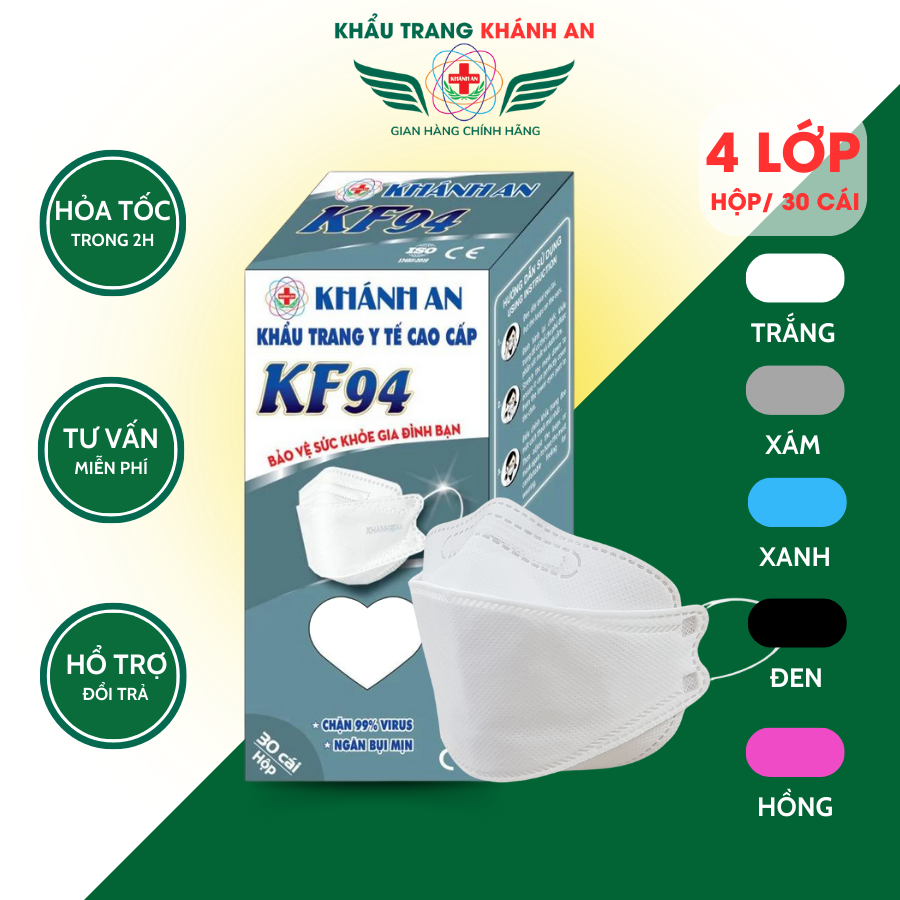 Khẩu trang kf94 Khánh An 4D mask 4 lớp kháng khuẩn KA99 hộp 30 cái ngăn chặn bụi mịn hiệu quả ...
