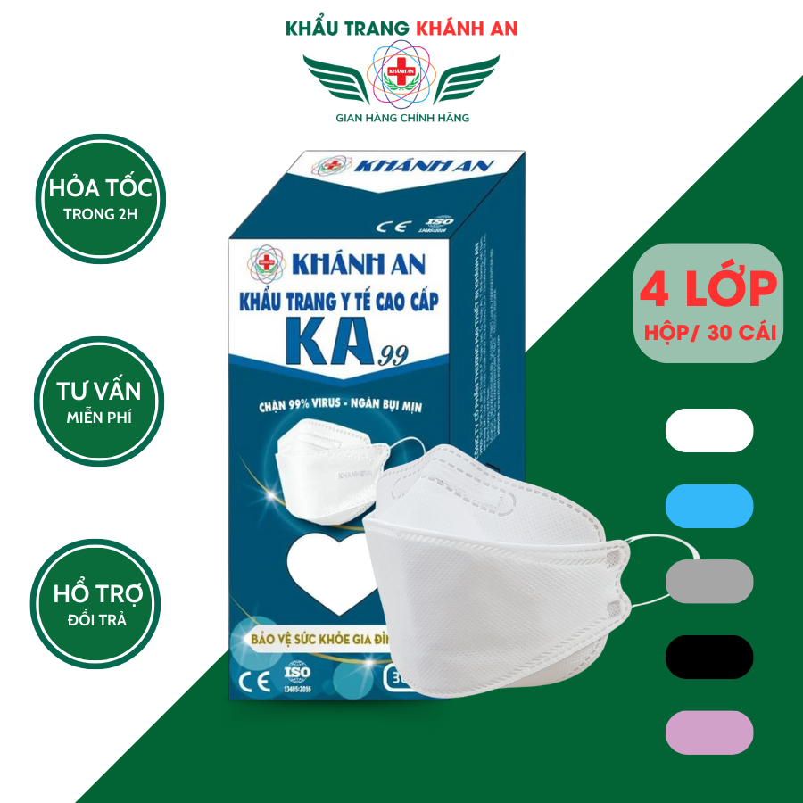 Khẩu trang y tế 4 lớp Khánh An KA99 cao cấp kháng khuẩn hộp 30 cái ngăn ...
