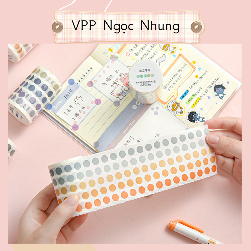 Cuộn sticker chấm tròn 🎀 đánh dấu trang, trang trí tiêu đề, sổ, trang ...