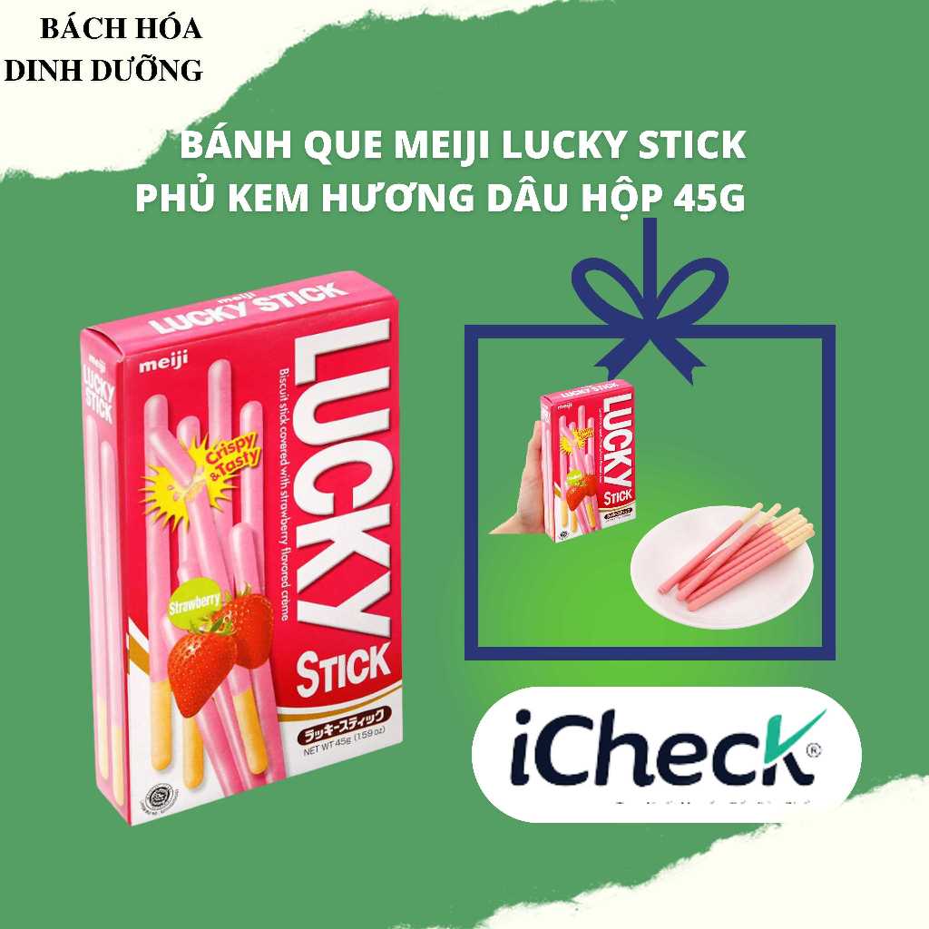 Bánh que Meiji Lucky Stick phủ kem hương dâu hộp 45g | Shopee Việt Nam
