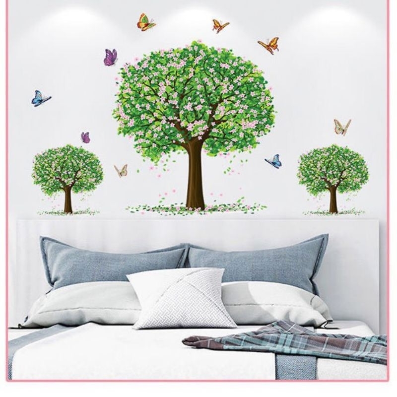 Decal dán tường, tranh dán tường, decal trang trí Ba cây hoa mận ...