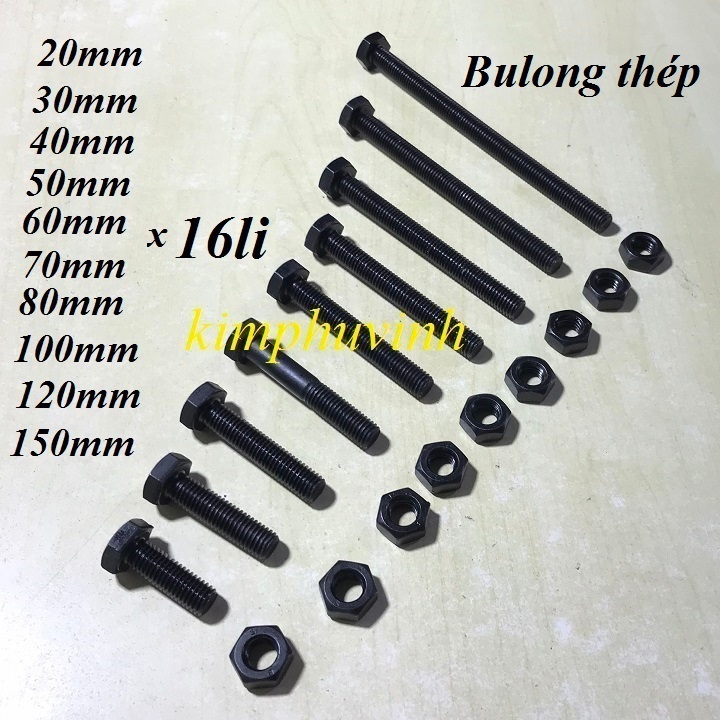 M16 BULONG CHỊU LỰC 16li - BULONG THÉP 16li - BULON ĐEN 8.8 ( BULON ...